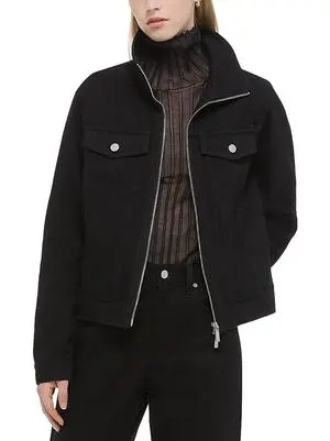 Helmut Lang Funnel Neck Trucker Jacket - Rinsed Black