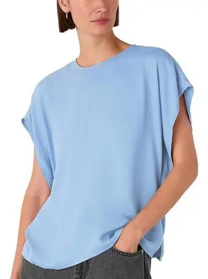 Whistles Short Sleeve Crepe Shell Top - Blue