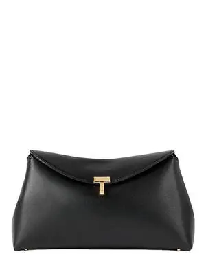 TOTEME T-Lock Smooth-Leather Convertible Clutch Black Smooth-leather