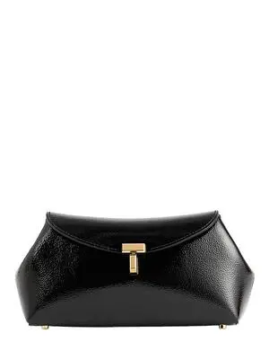 TOTEME Mini T-lock Naplack Leather Clutch - Black