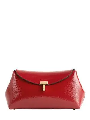 TOTEME Mini T-Lock Naplack Leather Clutch Red