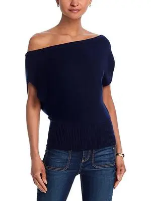 Ramy Brook Chet Wool Off-the-shoulder Sweater - Navy