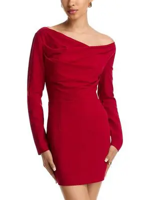 Black Halo Jacqueline Draped Mini Dress - Ruby