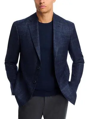 Bloomingdale'S Plaid Wool, Silk & Cashmere Sport Coat - Navy/ Brown