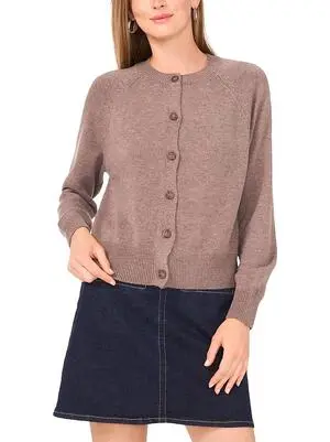 Vince Camuto Raglan Sleeve Crewneck Cardigan Cool Taupe