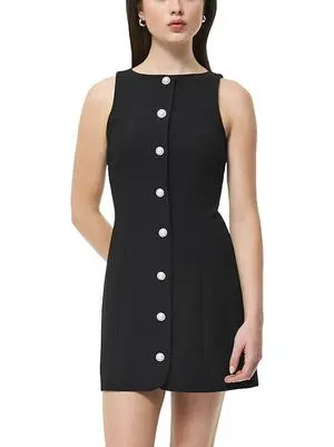 French Connection Azra Twill Button Front Dress Black