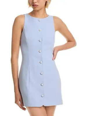 French Connection Azra Twill Button Front Dress Moonmist