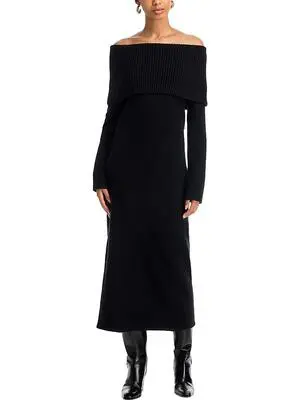 French Connection Emilia Knit Off-the-shoulder Dress - Black
