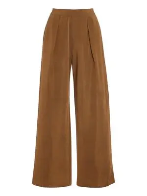 HIGH SPORT Gene Pleated Knit Wide-leg Pants - Tan