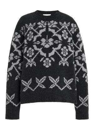 HIGH SPORT Georgia Fair Isle Wool Crewneck Sweater - Grey