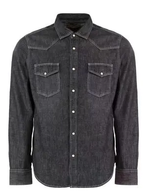 MOORER Denim Flap-pocket Shirt - Blue
