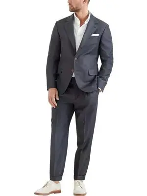 Brunello Cucinelli Two-button Linen Suit - Grey