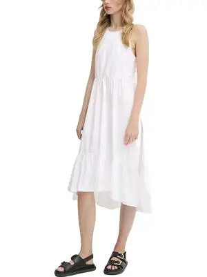 Armani Exchange Halter-neck Tiered Midi Dress - White