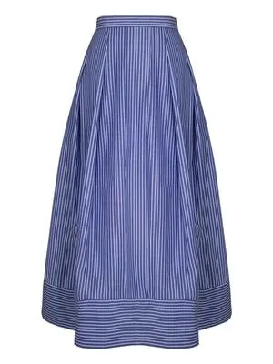 NO PISE LA GRAMA High-Waisted Midi Skirt Blue Stripes
