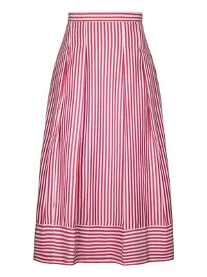 NO PISE LA GRAMA High-Waisted Midi Skirt Red Stripes