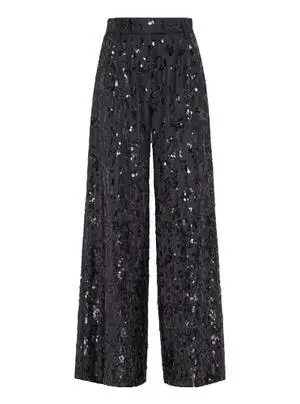 Brunello Cucinelli Loose Trousers With Embroidery - Lignite Grey