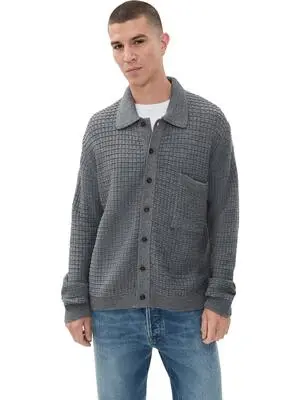Universal Works Charlie Waffle Cardigan - Grey