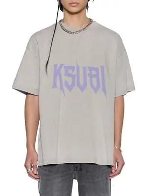 Ksubi Blasted Ekcess Oversize Distressed Graphic T-shirt - Washed Grey