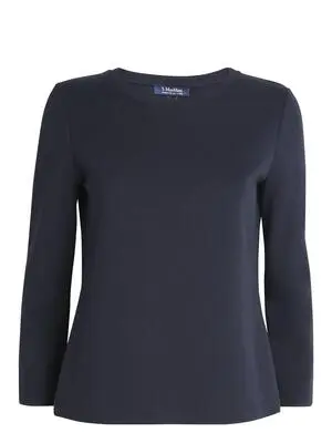 Max Mara Cotton-blend Long-sleeve T-shirt - Blue