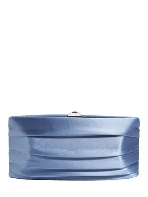 Rodo Satin Plissé Clutch Bag - Blue