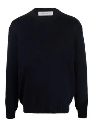 Golden Goose Knitted Cotton-Blend Sweater Blue
