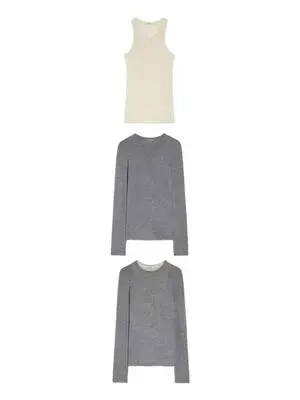 JIL SANDER Wool Layered T-shirt - Grey