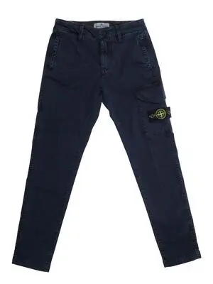 Stone Island Cargo Pants With Detachable Compass Badge - Blue