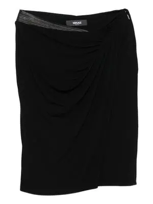Versace Draped Skirt With Metallic Embellishments - Black