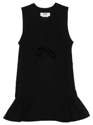 MSGM V-neck Dress With Ruffled Hem - Black