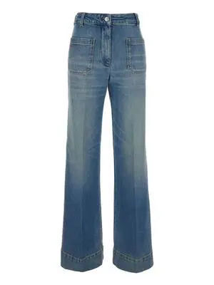 Victoria Beckham Flared High-rise Jeans - Blue