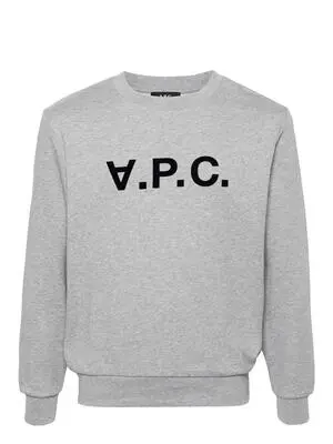 A.p.c. A.P.C. Flocked Logo Cotton Sweater Grey
