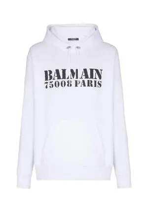 Balmain Logo Print Hoodie - White