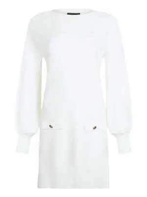 Liu Jo Boatneck Knit Mini Dress - White