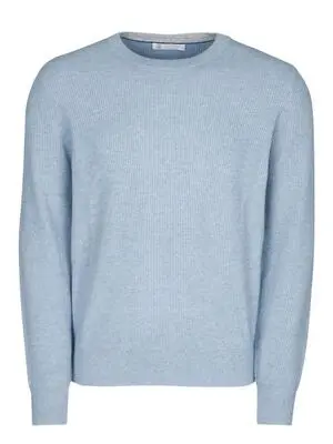 Brunello Cucinelli Ribbed Crew Neck Sweater - Blue