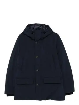 Woolrich Hooded Coat - Melton Blue