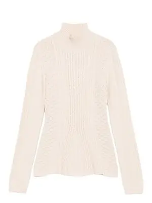 Twin-set Turtleneck Cable Knit Sweater - Beige