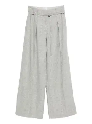 Brunello Cucinelli Pleated Trousers With Belt Detail - Grey