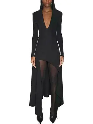 MUGLER Hooded Asymmetric Bodysuit - Black