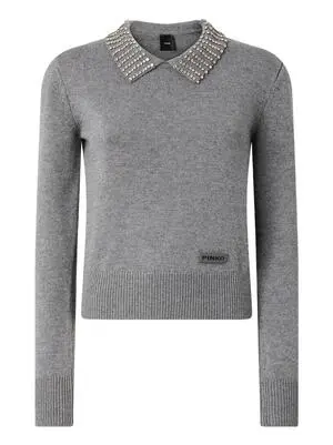 Pinko Crystal-embellished Sweater - Grey