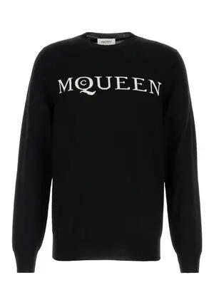 Alexander McQueen Intarsia Knit Logo Crewneck - Black