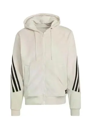 Adidas Ribbed-paneled Zip-up Hoodie - Neutrals