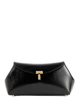 TOTÊME Mini T-Lock Naplack Clutch Black
