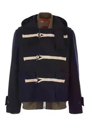 Sacai Hooded Toggle-fastening Coat - Blue