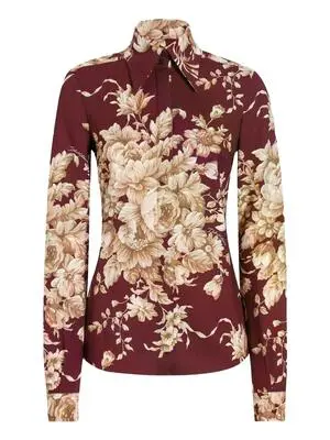 Dolce & Gabbana Rose-print Charmeuse Shirt - Red