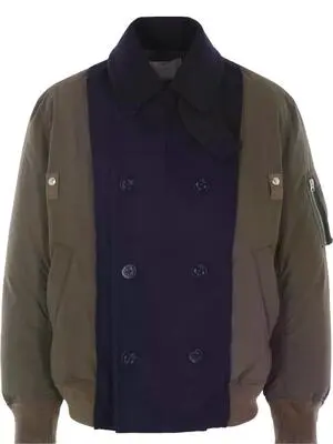 Sacai Double-breasted Anchor-button Coat - Blue