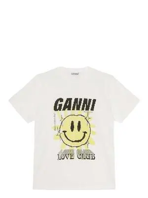 GANNI Love Club T-shirt Bright Tee - White/yellow