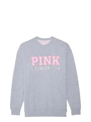 Pink X Loveshackfancy Oversized Crew Sweatshirt - Medium Heather Grey