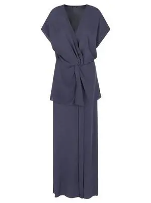 Giorgio Armani Long Triple Silk Georgette Dress - Blue