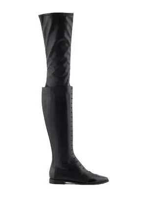 Giorgio Armani Smooth Leather Over-the-knee Boots - Black