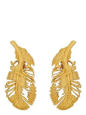 Oscar De La Renta Feather Clip-on Earrings - Gold